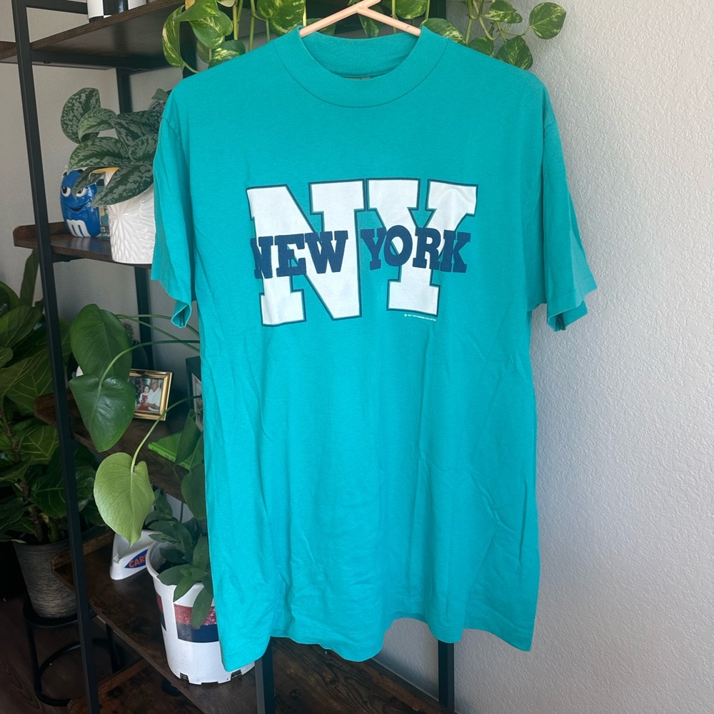 1991 Vintage New York Puff Print Shirt Nyc - Gem